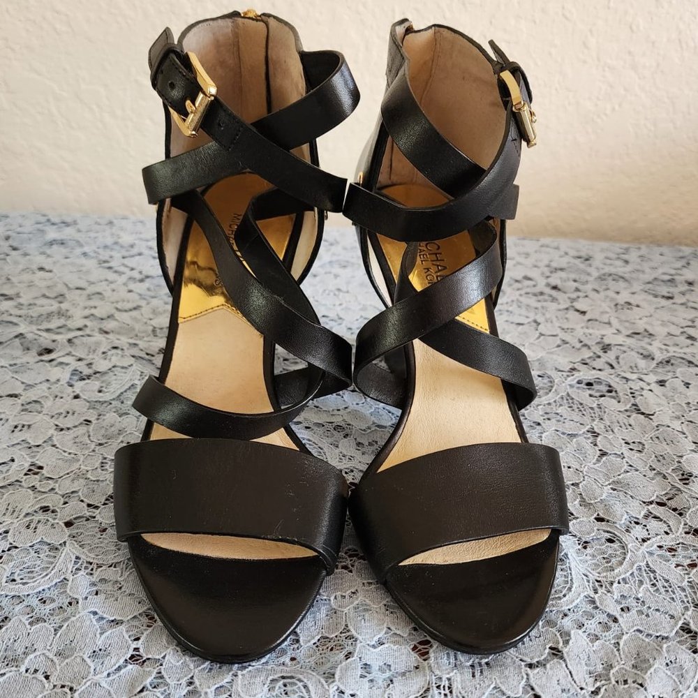 Michael Michael Kors Black Theodore Cross Strap Sanda… - Gem